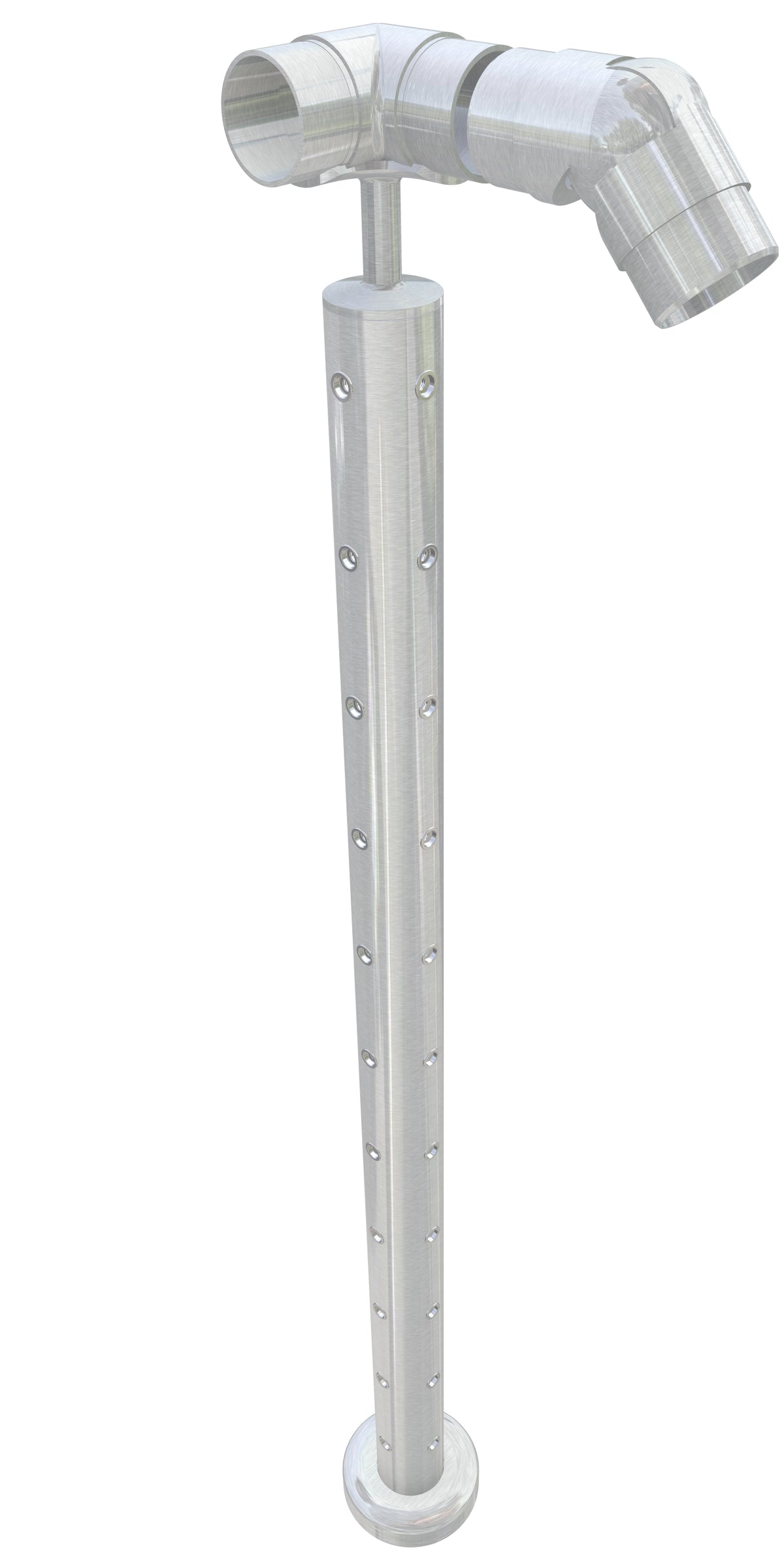 Post assembly, 50mm round, corner post for stairs, stem top, satin fin ...